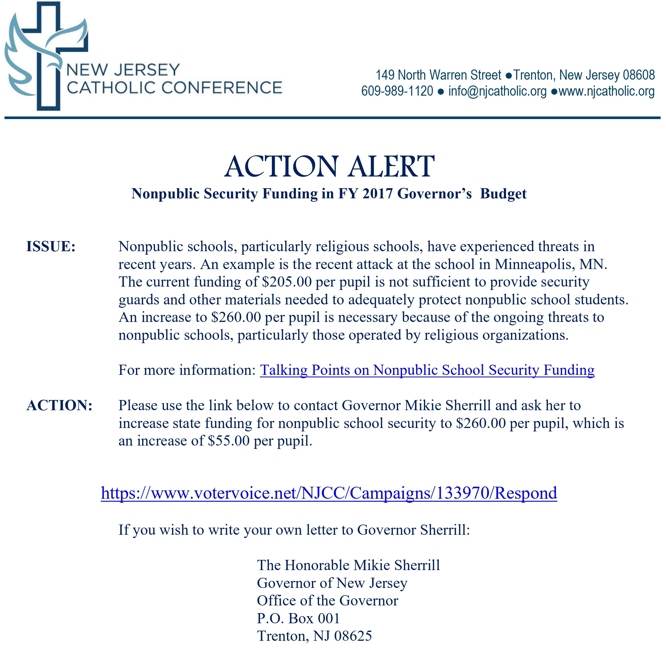 Action Alert Governor's Budget